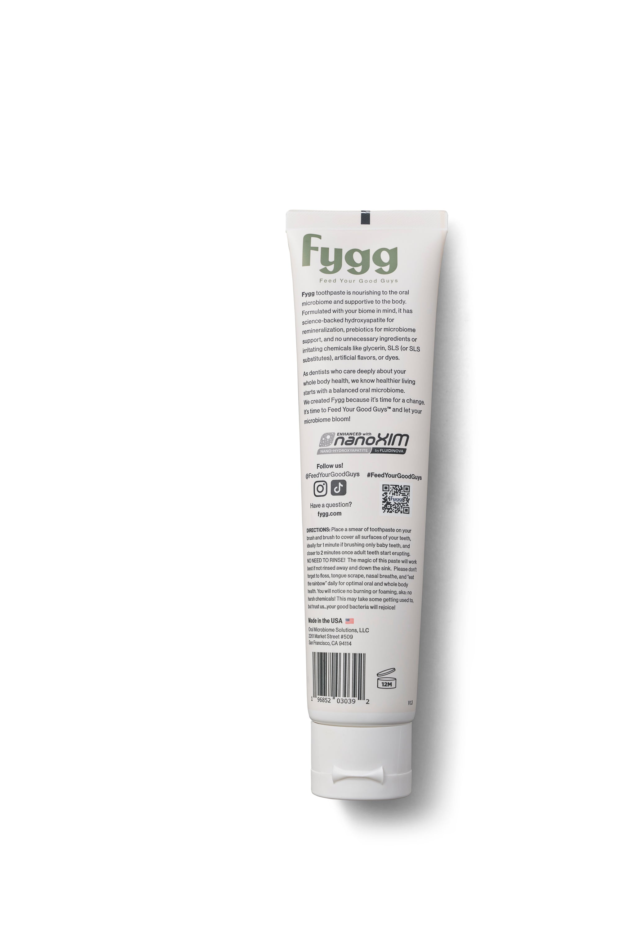 Nano-Hydroxyapatite Toothpaste with Prebiotics | Mild Mint - Fygg